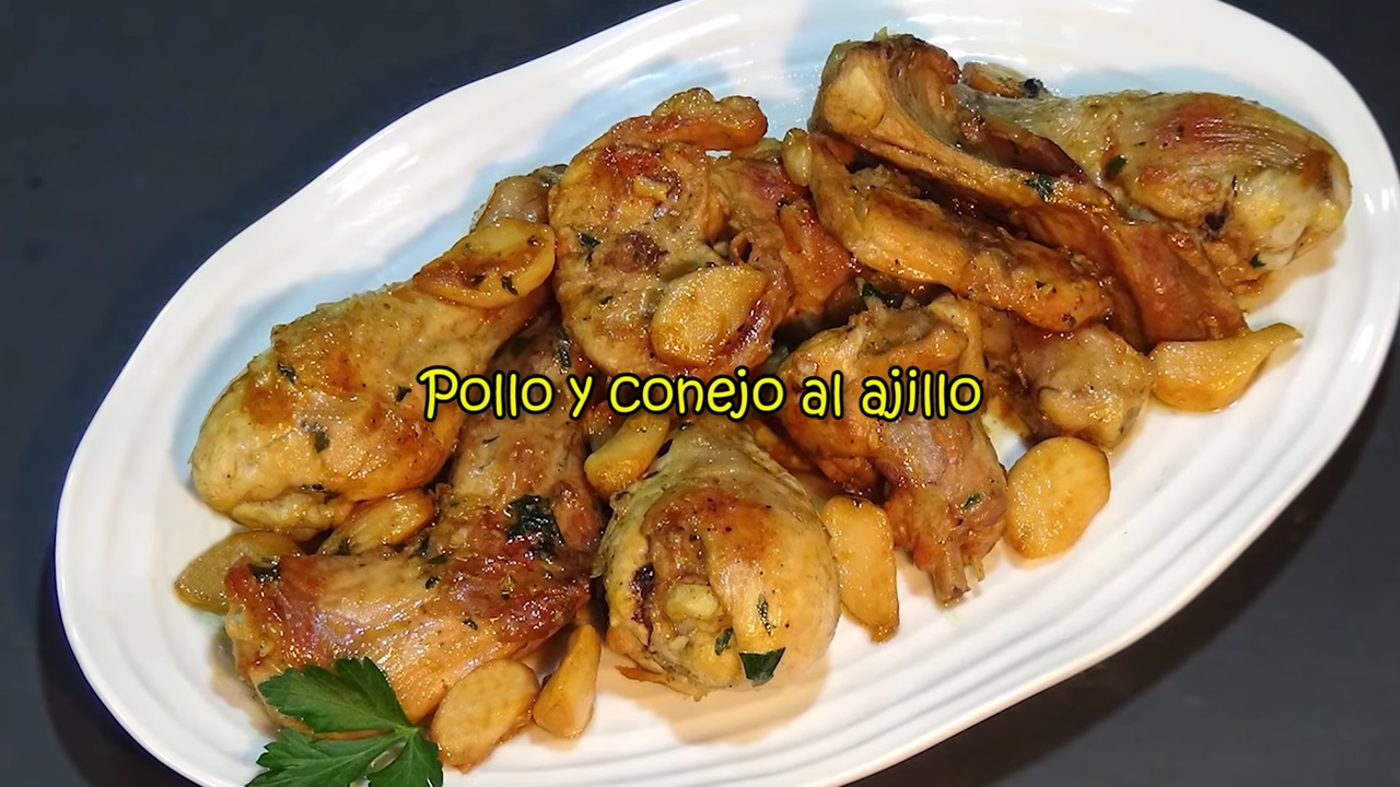 Pollo y conejo al ajillo - Recetas de carnes deliciosas